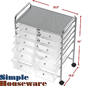 SimpleHouseware Utility Cart with 12 Drawers Rolling Storage Art Craft Organizer on Wheels