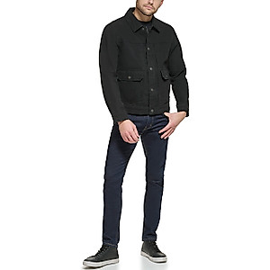 Levi's Men's Lightweight Trucker Shirt Jacket, Black Cotton Canvas