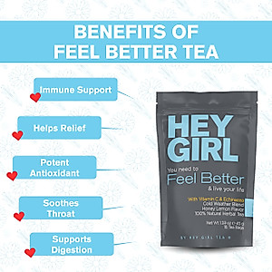 Get Well Soon Gifts For Women | Immunity Tea For Colds and Sore Throat with Elderberry, Echinacea | Care Package For Sick Friend to Feel Better | Recovery Immune Support, Herbal Throat Coat Tea Bags