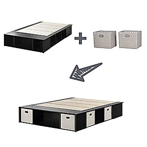 South Shore Flexible Bed with Storage and Baskets Black Oak, Contemporary