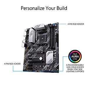 ASUS Prime B550-PLUS AMD AM4 Zen 3 Ryzen 5000 & 3rd Gen Ryzen ATX Motherboard (PCIe 4.0, ECC Memory, 1Gb LAN, HDMI 2.1, DisPlayPort 1.2 (4K@60HZ), Addressable Gen 2 RGB Header and Aura Sync).