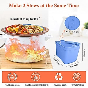 Nantala Slow Cooker Liners, 2 IN 1 Silicone Slow Cooker Divider Liners for 6 Quart Pot, BPA-Free & Reusable & Dishwasher Safe, Cooking Liners for Crock-Pot 6-7 Quart Oval Slow Cooke（Red+Blue）