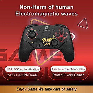 GAME'NIR WING PATTERN Wireless Switch Controller Support NFC Amiibo, Ergonomic Switch Pro Controller for Switch/Switch Lite/Switch OLED with Dual Motor, Gyro Axis, Turbo Function, 5 Level Vibration