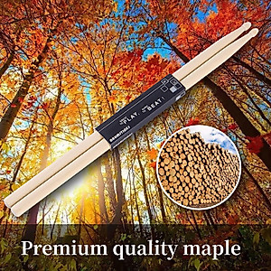 OIETON 2 Pairs Drum sticks 5A Classic Maple Wood Drumsticks Wood Tip Drumstick for Adults Kids and Beginners