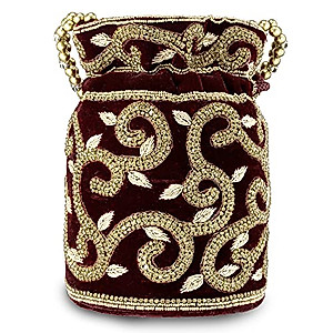 Aheli Potli Bags for Women Evening Bag Clutch Ethnic Bride Purse with Drawstring (P64M)