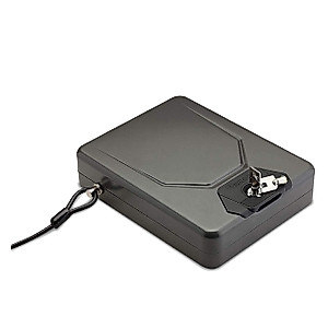 Hornady Alpha Elite Portable Lock Box for Guns and Valuables – Includes 2 Keys and 4 Foot Steel Cable – Thick 16-Gauge Steel, An Ideal Car Lock Box or Truck Safe – Black, 10.25 x 8 x 2.75 Inches