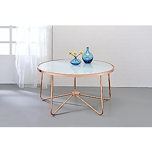 ACME Alivia Coffee Table - - Rose Gold & Frosted Glass