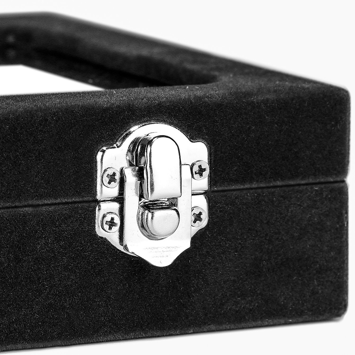 Basuwell Earring Storage 7 Slots Velvet Jewelry Tray for Drawers Glass Clear Lid Showcase Display Ring Organizer Earring Ring Trays Holder Cufflink Showcase-Black