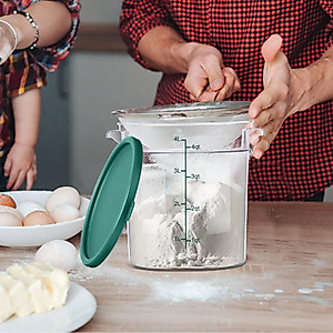 Suclain 4 Pcs 4 Qt Food Storage Container Bucket with Lids Clear Proofing Containers for Dough Rise Bread with Scale Handle Round Flour Commercial Storage Bucket for Home Restaurant Food(Green)