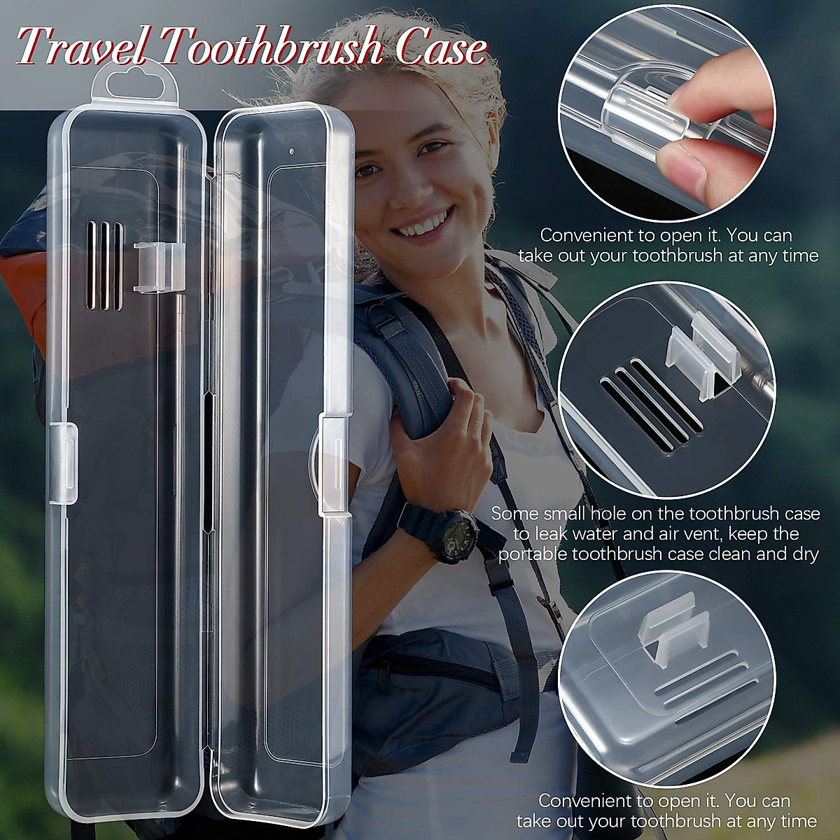 4 Pieces Travel Toothbrush Case Holder, Portable Toothbrush Storage, Hard Plastic Dust-proof Toothbrush Container Toothpaste Case Cover Protector for Travel Use