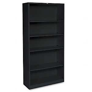 HON : Metal Bookcase, 5 Shelves, 34-1/2w x 12-5/8w x 71h, Black -:- Sold as 2 Packs of - 1 - / - Total of 2 Each