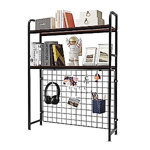MhdunueSK Computer Desktop Bookcase,2 Tier Dorm Desk Hutch,Multipurpose Adjustable Dorm Desk Bookshelf for Home Dorm Office Supplies 29.5 * 7.9 * 38.6Inch (Black)