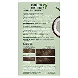 Clairol Natural Instincts Demi-Permanent Hair Dye, 6 Light Brown Hair Color, Pack of 3