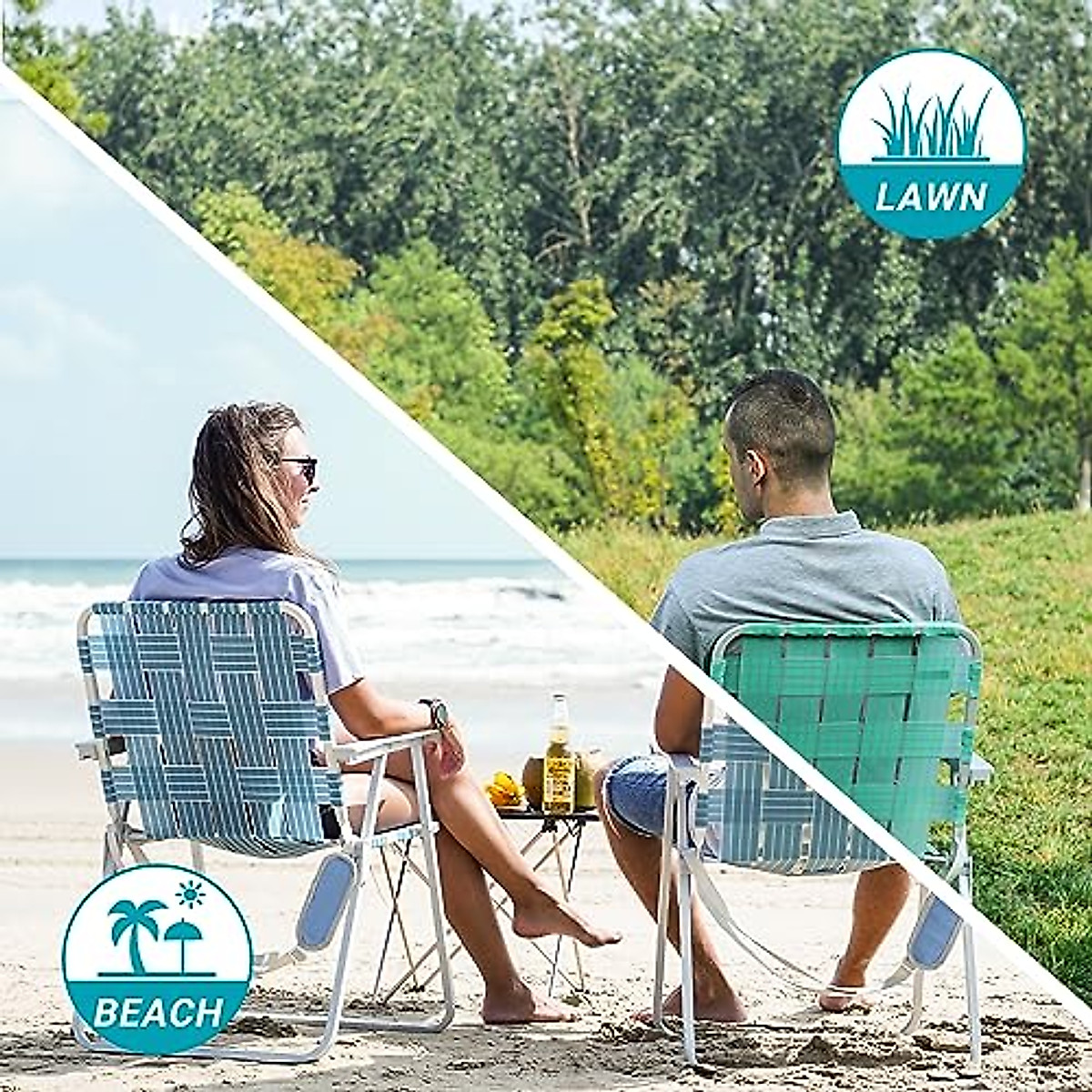 #WEJOY Folding Webbed Lawn Beach Chair, Heavy Duty Portable Chairs for Outside with Hard Arm,Carry Strap for Outdoor Camping Garden Concert Festival Sand Picnic BBQ,265 LBS