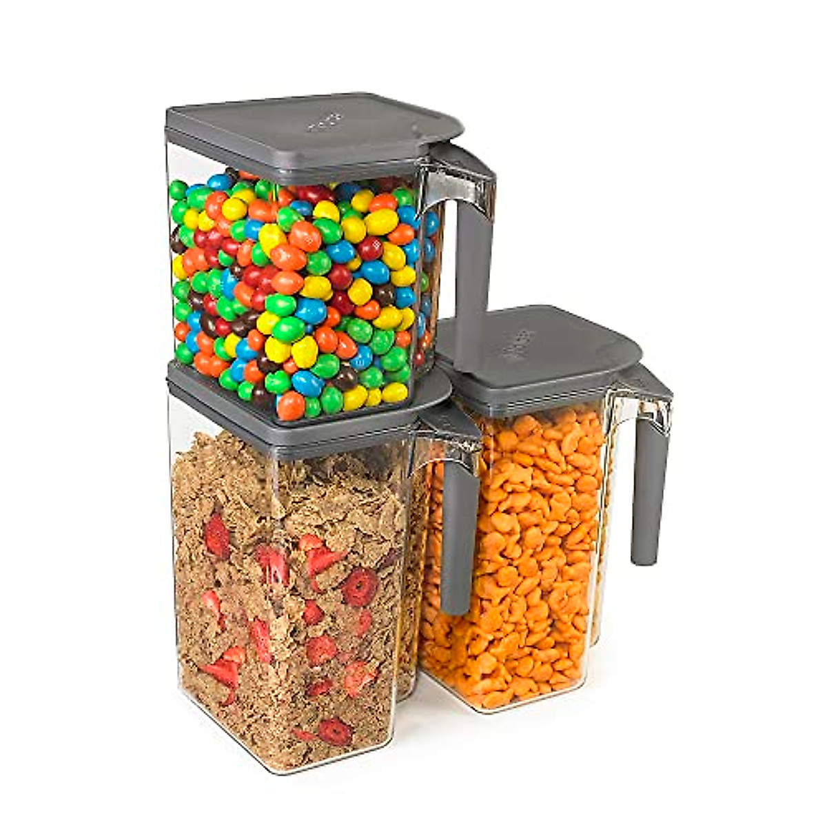 Polder Handle-It Food Grade, BPA Free Storage Canister, Stackable, Secure handle for easy one handed pour (1 Small (2.75-QT), 2 Large (4-QT))