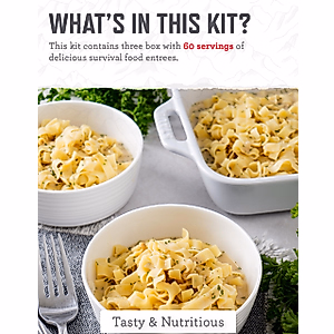 READYWISE - Entrée Box Kit, 60 Servings, 3 Box Kit, Freeze Dried Food, MRE, Emergency Kit, for Hiking, Camping Essentials, Hurricane Preparedness Items, & Food Storage, 25-Year Shelf Life