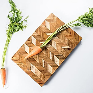 BILL.F Wooden Chopping Board, 14x9 inch Acacia Wood Cutting Board for Kitchen Chopping Butcher Block Cutting Board with End Grain