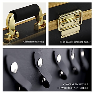 Kinglioncase Barber Case Clipper Bag Gold, Hair Kit Tool Box Aluminum Organizer with Portable Handle and Secure Numlock for Scissors, Clippers, Barber Supplies 15.7" x 12" x 6.1"