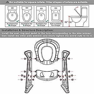 Potty Training Toilet Seat with Step Stool Ladder for Kids and Toddler, Sturdy Potty with Ladder for Boys and Girls by BlueSnail (Blue Upgrade PU Cushion)