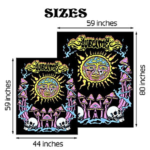 Miytal Sun Tapestry Aesthetic Mushroom Poster Skull Vertical Tapestry for Home Decoration 44 × 59 inches