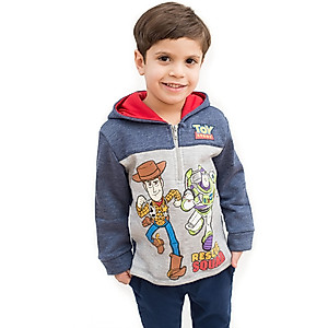 Disney Pixar Toy Story Woody Buzz Lightyear Toddler Boys Fleece Half Zip Hoodie 4T