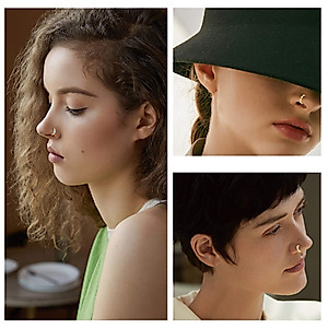 Drperfect 8 Pcs 20G Nose Ring Hoop for Women Stainless Steel Paved CZ Cartilage Earrings Nose Piercing Hoop 8mm