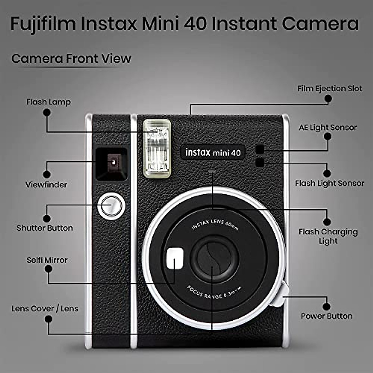 Fujifilm Instax Mini 40 Instant Film Camera with Twin Film Pack (20 Exposures) Bundle (2 Items)