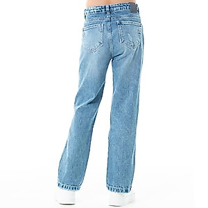 Nauty Blue Girls Jeans High Rise Ripped Boyfriend Jean Marlin Blue - Teen Jeans for Casual Occasions for Girls 12-14 Years (Medium)