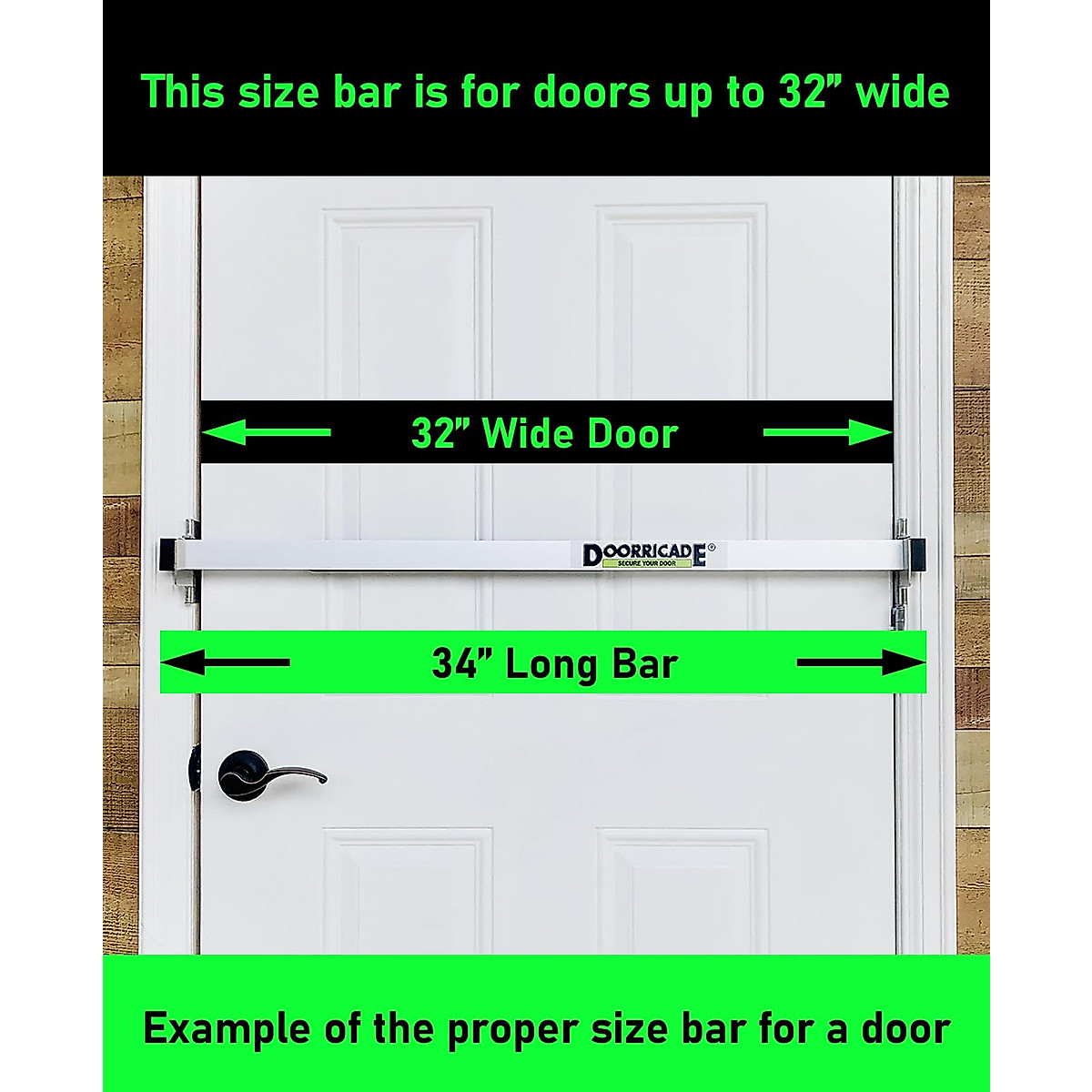 Door Security Bar-by Doorricade-Secure The Entire Width of Your Inward Opening Front Door or Safe Room.