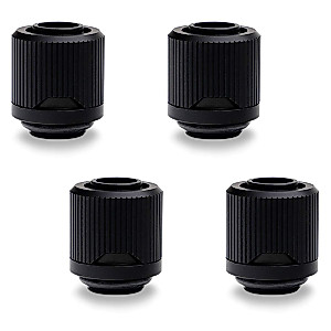 EKWB EK-Quantum Torque STC-10/13 Compression Fitting for Soft Tubing, 10/13mm (3/8" ID, 1/2" OD), Black, 4-pack