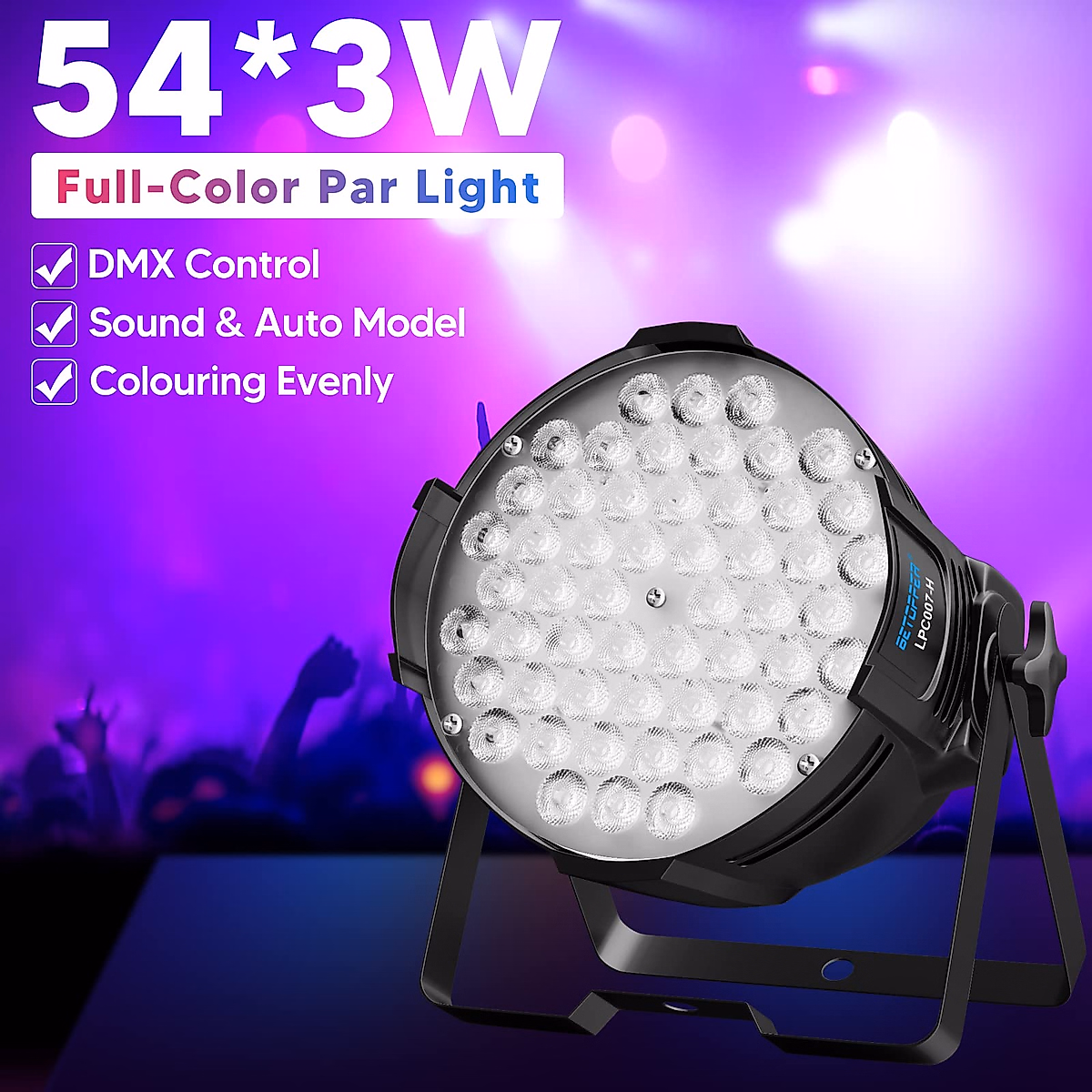 Betopper Strobe Light - Stage Lights Par Lights 54x3W RGB 3-in-1 dj Lights for Parties Professional Disco Backdrop Birthday Dancing Lights for Wedding Bar Yard Room