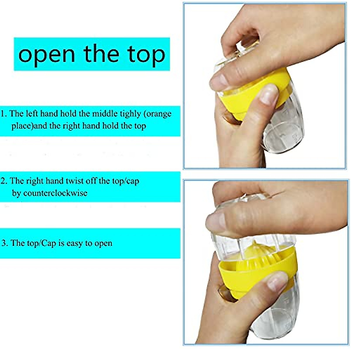 lemon squeezer,Juicer Squeezer,Orange ABS Non-slip lime Squeezer with Strainer and Built-in Measuring Cup