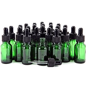 Vivaplex, 24, Green, 15 ml (1/2 oz) Glass Bottles, with Glass Eye Droppers