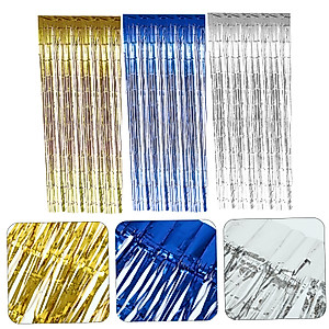 Abaodam 6 Pcs Rain Curtain Background Wall Metallic Fringe Curtains Metallic Tinsel Backdrop Gold Accent Decor Gold Streamers Fringe Curtains Party Decorations Plastic Props Aluminum Foil