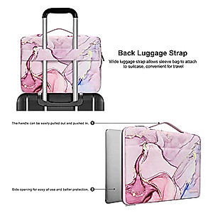 MOSISO 360 Protective Laptop Sleeve Bag Compatible with MacBook Air/Pro, 13-13.3 inch Notebook, Compatible with MacBook Pro 14 inch 2023-2021 A2779 M2 A2442 M1 with Belt Marble MO-MBH216