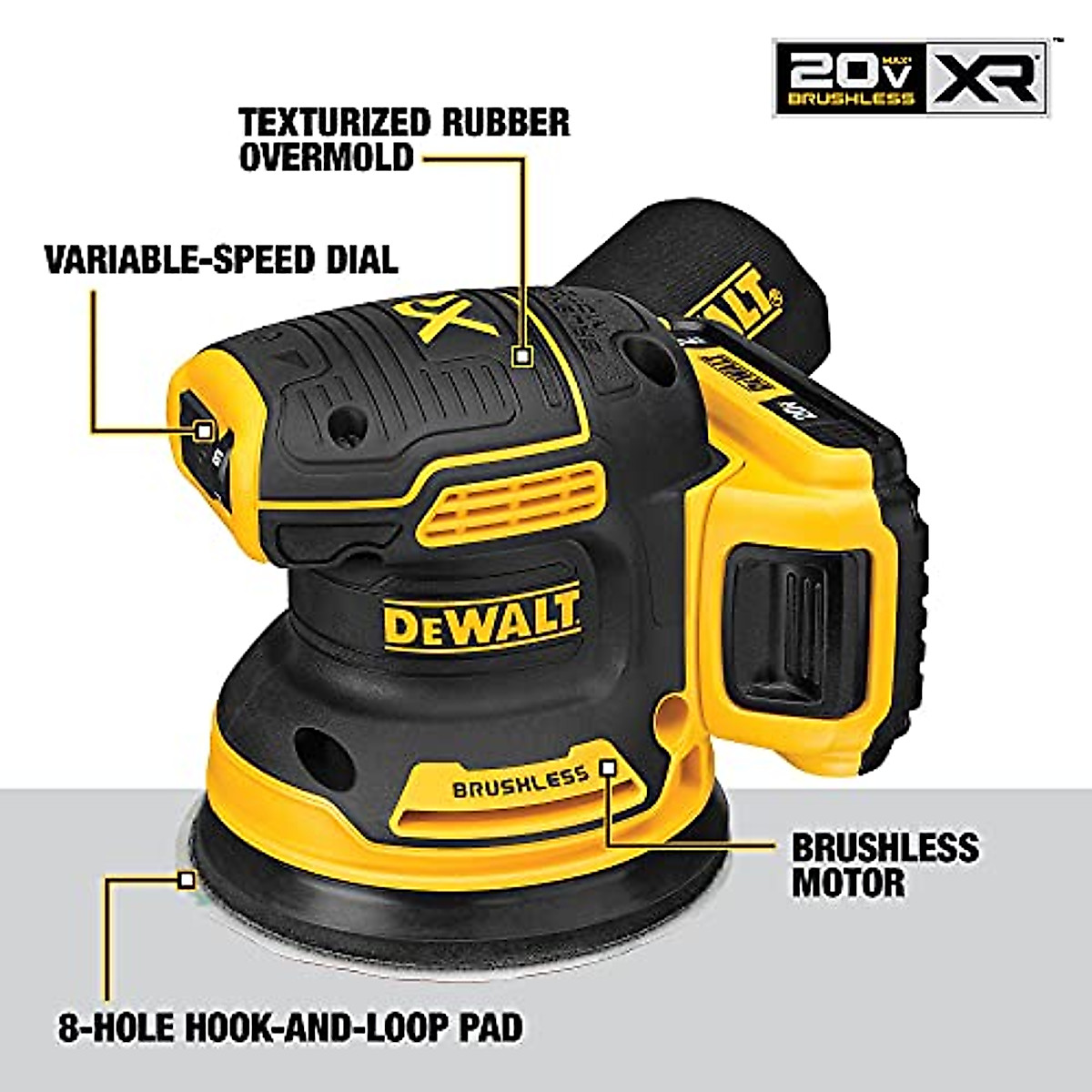 DEWALT 20V MAX Orbital Sander Kit, 5 Inch, Cordless, 12000 OPM, Battery and Charger Included (DCW210D1)