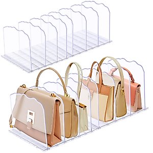 Nagobi Purse Storage Organizer for Closet, Adjustable Bag Organizer Closet, Clear Acrylic Handbag Storage Organizer Perfect for House, Bedroom, Office, Cabinets (8 Layer)