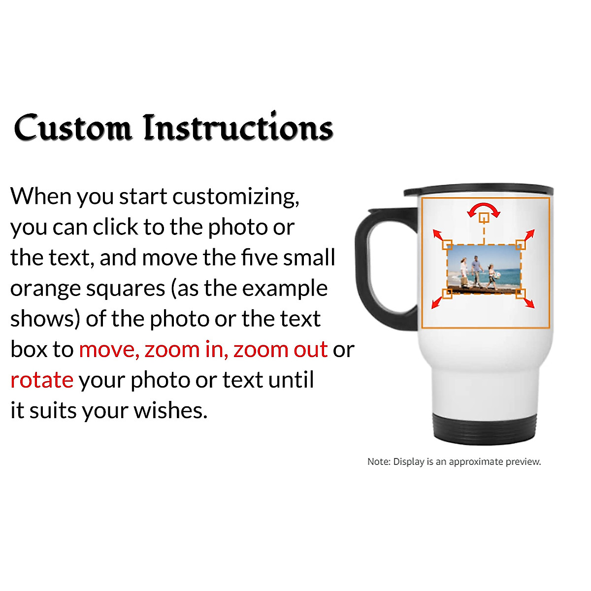 MEIERLE Personalized Photo Travel Mug - 14oz Stainless Steel Tumbler with Lid for Car - Customized with Your Text, Picture, or Logo - Perfect Personalized Gift for Birthday or Anniversary