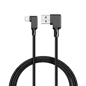 Mcdodo USB 90 Degree Right Angle Design Gaming LED Cord Nylon Braided Sync Charge USB Data 6FT/1.8M Cable Compatible with New Phone List Below (Black, 6FT/1.8M)