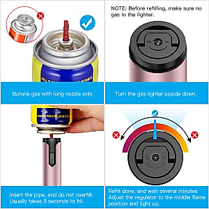 Torch Lighters, Candle Lighters 2 Pack, Butane Lighters, Multipurpose Windproof Butane Refillable Gas Torch Lighter, Jet Flame Mini Torch Lighter for Grills, Fireplaces, Camping. (Butane Not Included)