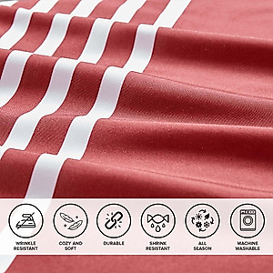Comfort Spaces Queen Comforter Sets with Sheets - Bed in a Bag 9 Pieces Teen Bedding Sets Queen, Red and Grey Stripes Bedding Queen, College Queen Bed Set with 2 Side Pockets Bedroom Organizer