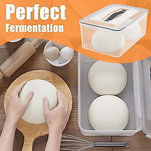 Xowine 4 Pack Stackable Pizza Dough Proofing Containers with Lids and Handle, 15 L Rectangular Clear Food Storage Container with Airtight Lid, 15.31" L x 10.79" W x 6.69" H