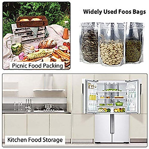 100 Pack - 4.7"x7.9" Stand Up Clear Silver Reclosable Mylar Zip Lock Bags, Aluminum Foil Packaging, Plastic Zipper Food Coffee Candy Storage, Foil Grip Seal Wrap Smell Proof Bags