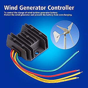 12V 300W Wind Turbine Generator Charging Controller Regulator, Mini Waterproof Automatic Controller Suitable for Wind Turbine System(Single Phase)