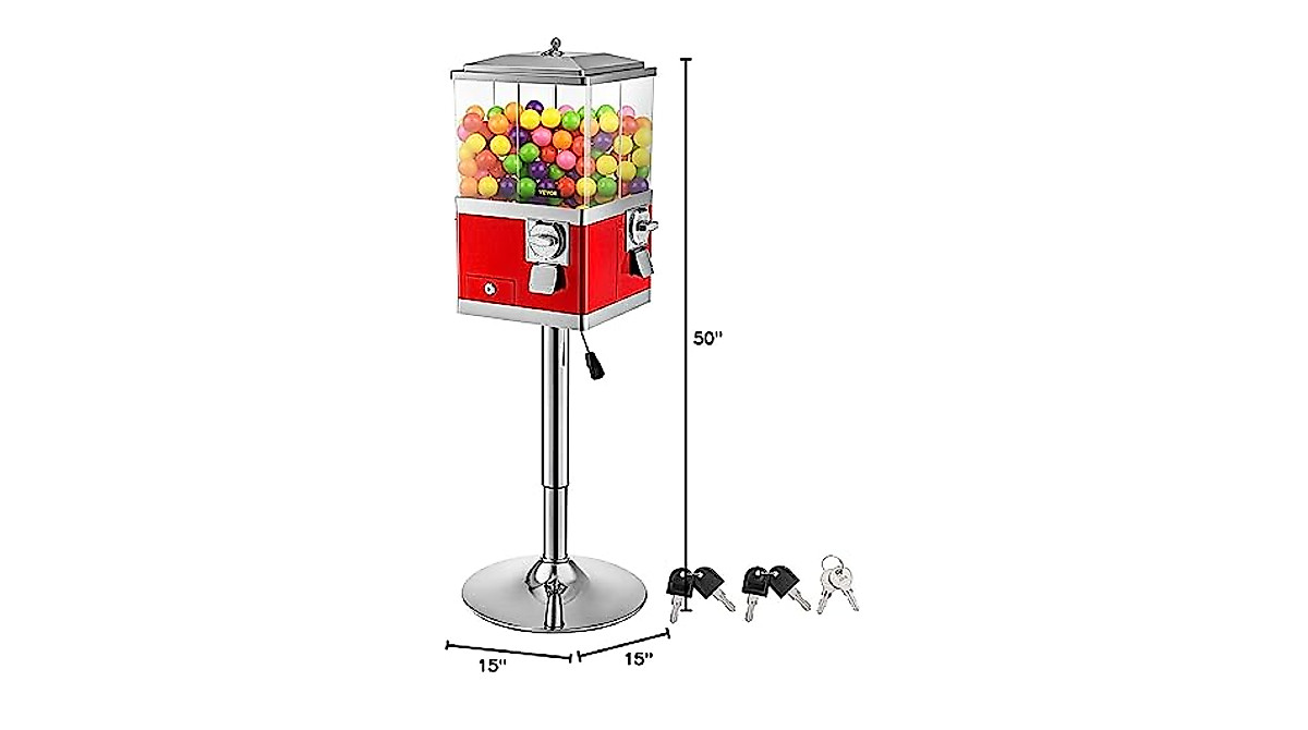 VEVOR Red Gumball Machine with Stand | Multi-Compartment Candy Dispenser
