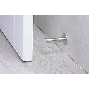 Adhesive Door Stop for Wall Mounting | Length: 3,5" | Stainless Steel | White Rubber | Anti Shock Absorber | 040128ADAM | EVI Hardware