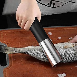 Electric Fish Scaler Powerful Cordless, Fish Scaler Remover No Mess, Waterproof Fish Scale Scraper-Built in 3000MA Rechargeable Lithium Battery (Black)