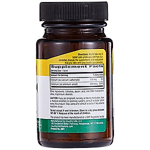 Country Life Selenium, Yeast Bound, Supports Immune Health, 100mcg, 90 Tablets, Certified Gluten Free, Certified Vegan, Certified Halal
