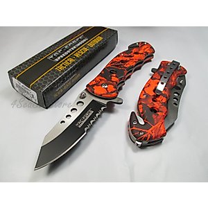 TAC Force Assisted Opening Rescue Tactical Pocket Folding Stainless Steel Blade Knife Outdoor Survival Camping Hunting - RED Camo