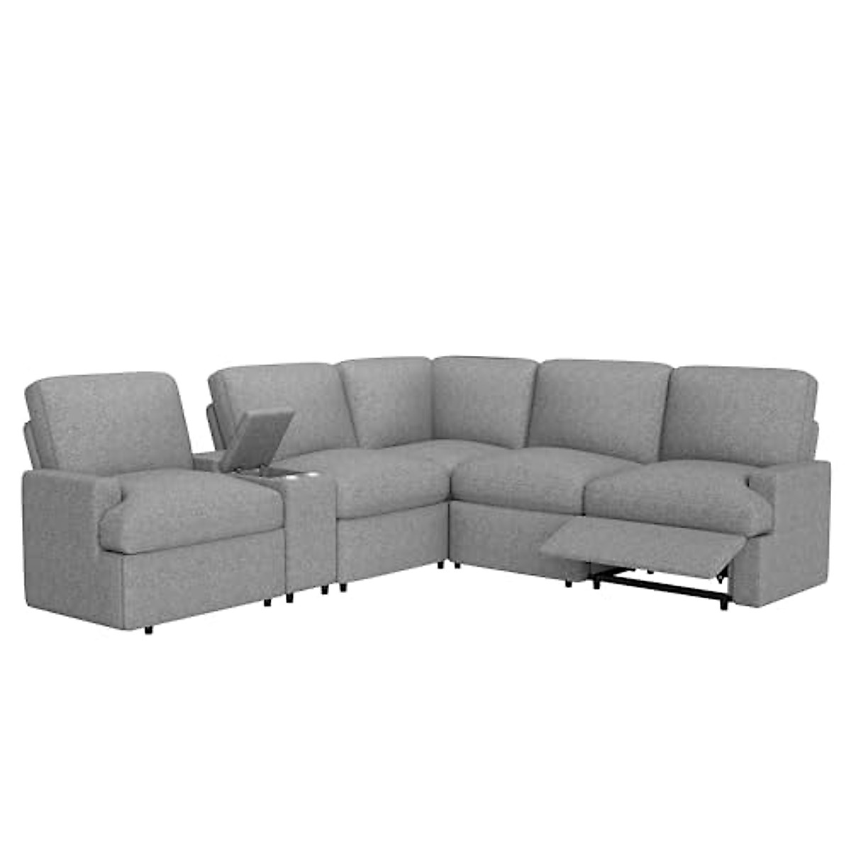 Ball & Cast 104" Power Recliner Corner Sofa with USB Ports & Power Socket,Home Theater Adjustable Couch W/Storage& Cup Holders,L-Shaped Cozy Sectional Furniture Set for Living Room Large Space,Grey